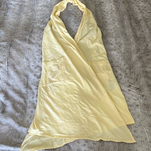 Dkny | Tops | Dkny Halter Vest Wrap S Pale Yellow Tunic Length High Low ...